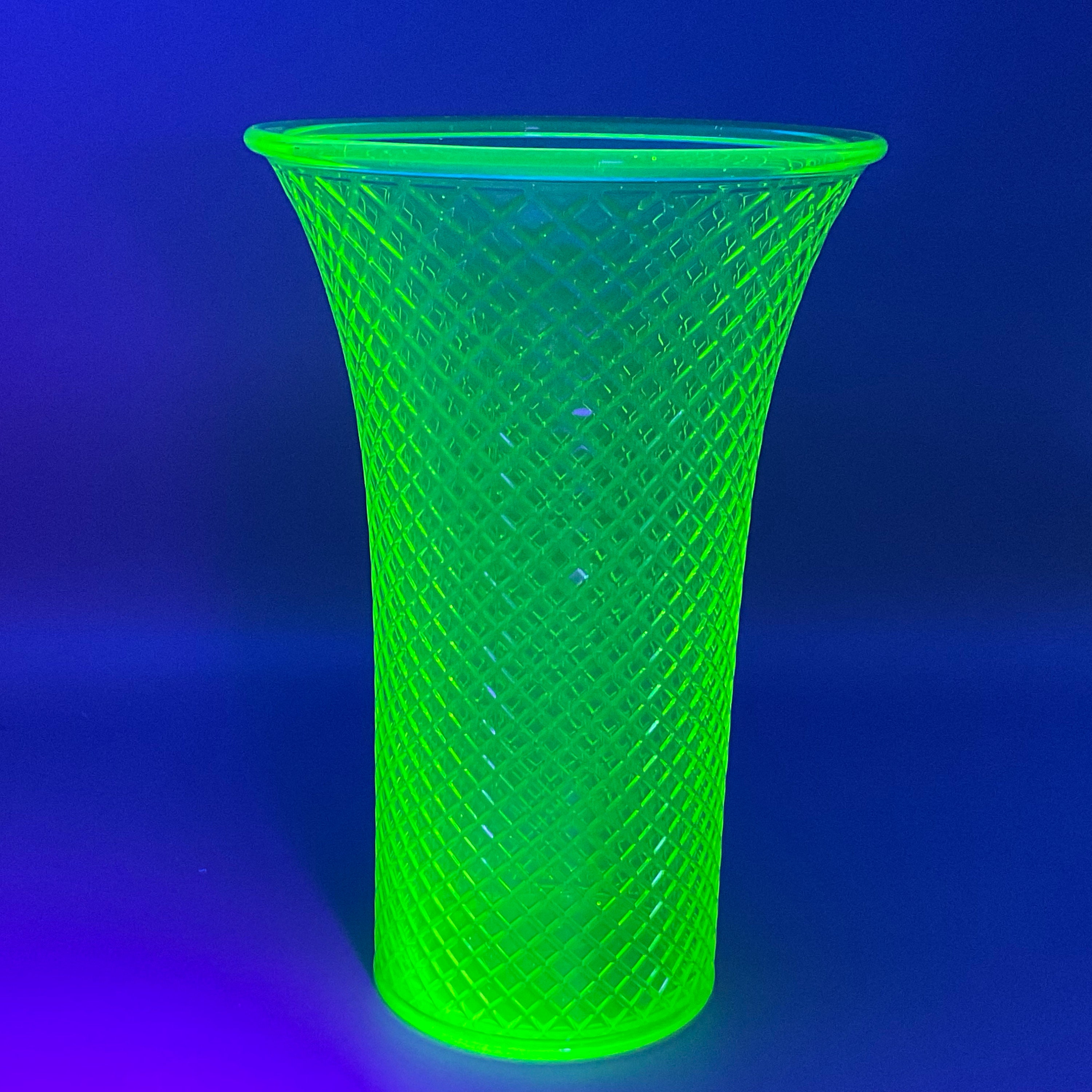 Large Vaseline Glass Vase - Etsy