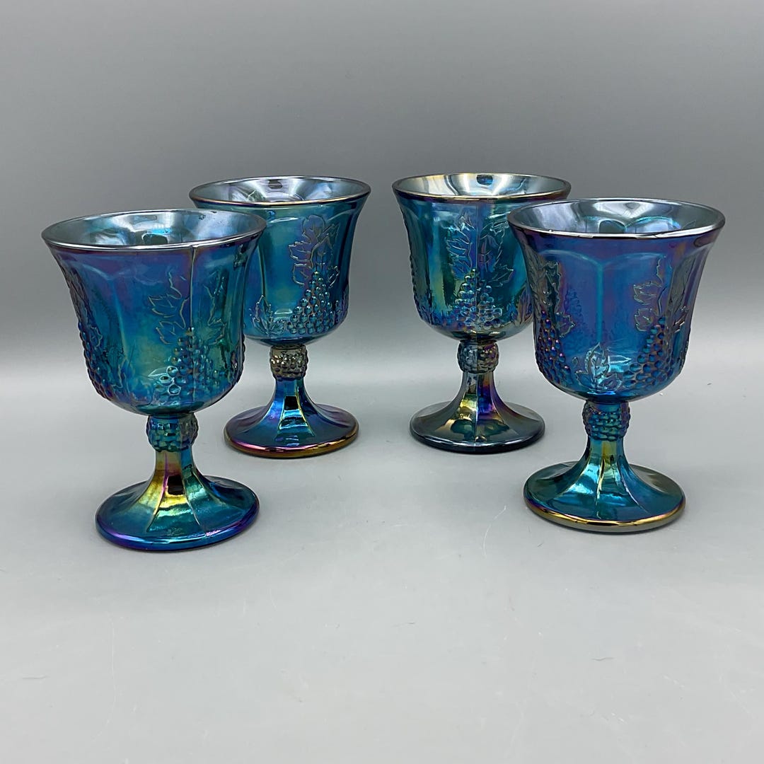 Indiana Glass Blue Carnival Glass Goblets—set of 4 - Etsy