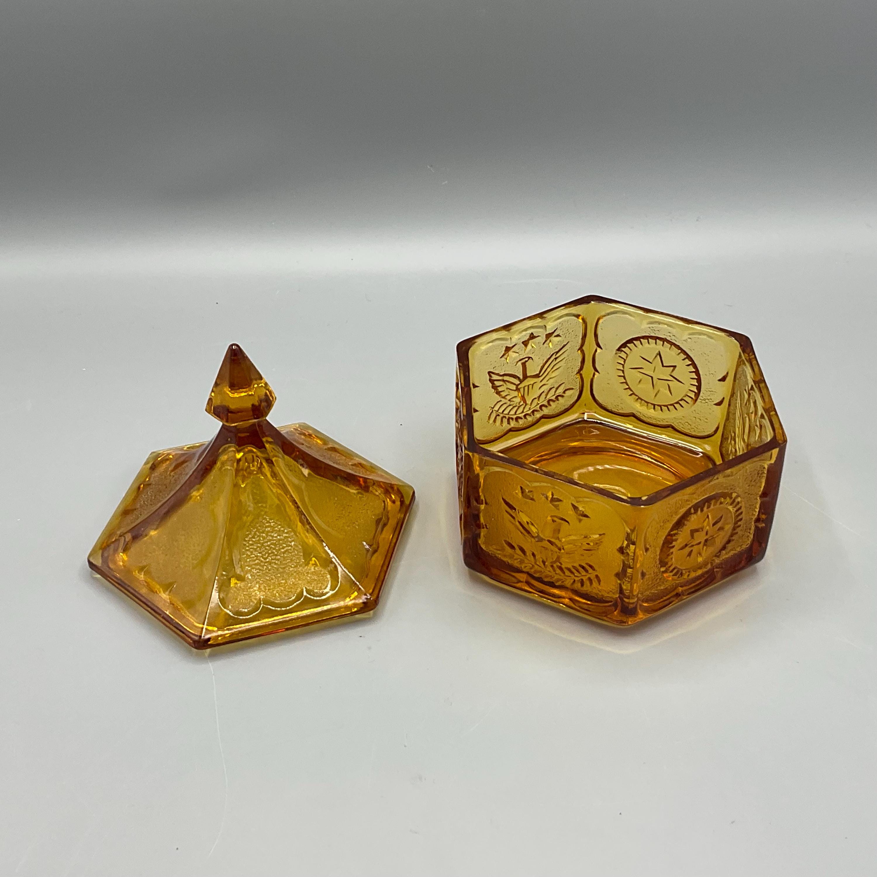 Tiara Colonial Amber Candy Box and Lid - Etsy