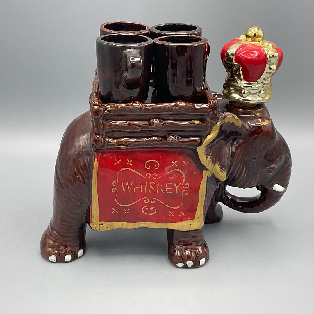 Royal Indian Elephant Whiskey Decanter With 4 Mini Mugs - Etsy
