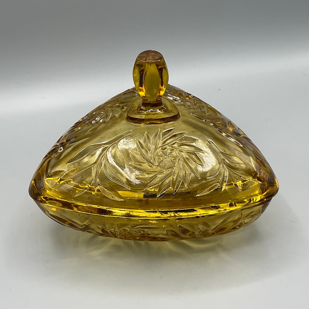Hazel Atlas Amber Triangle Covered Candy Dish - Etsy