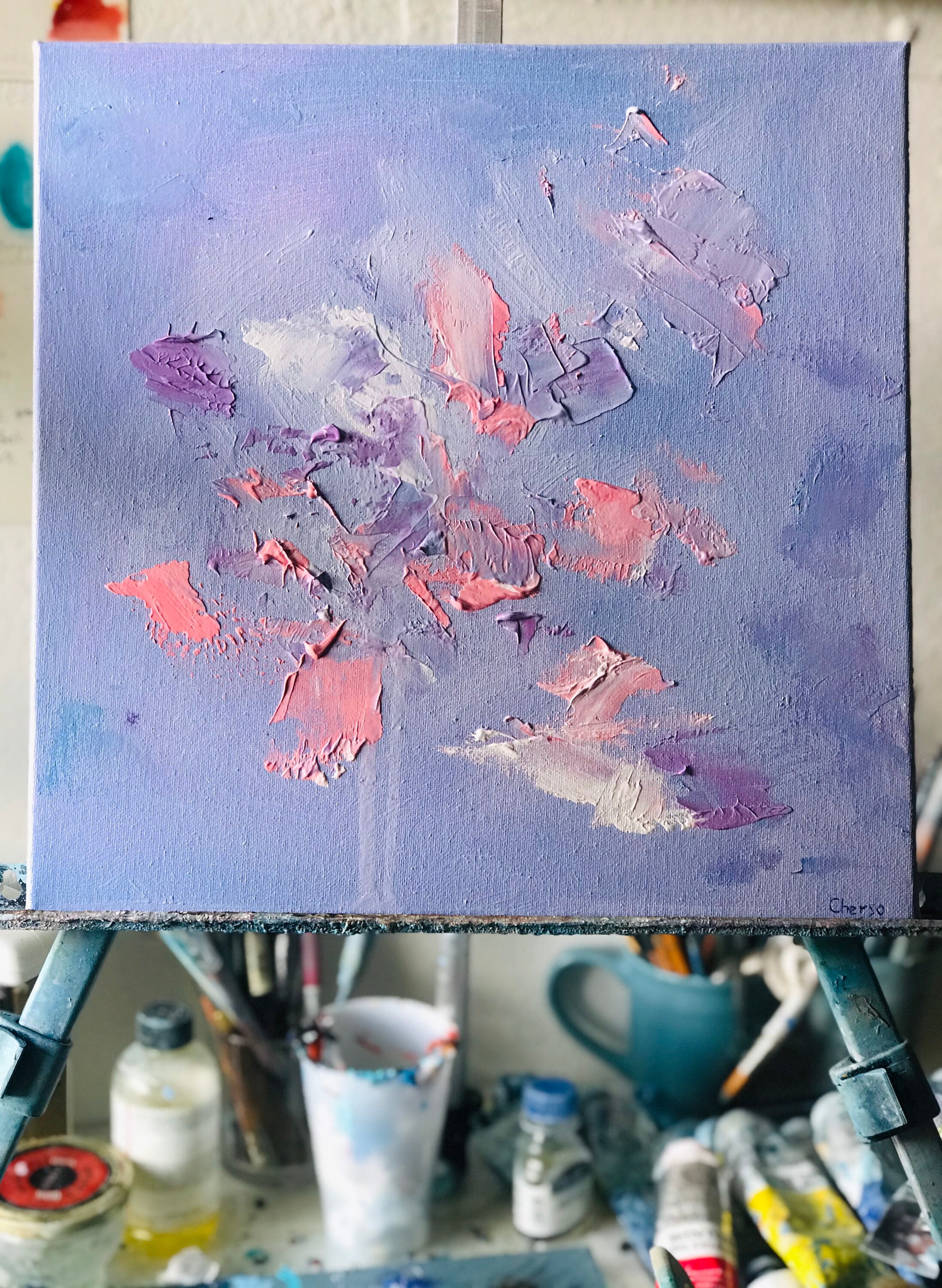 Pink Flowers Painting Abstract Original Canvas Art Small | Etsy