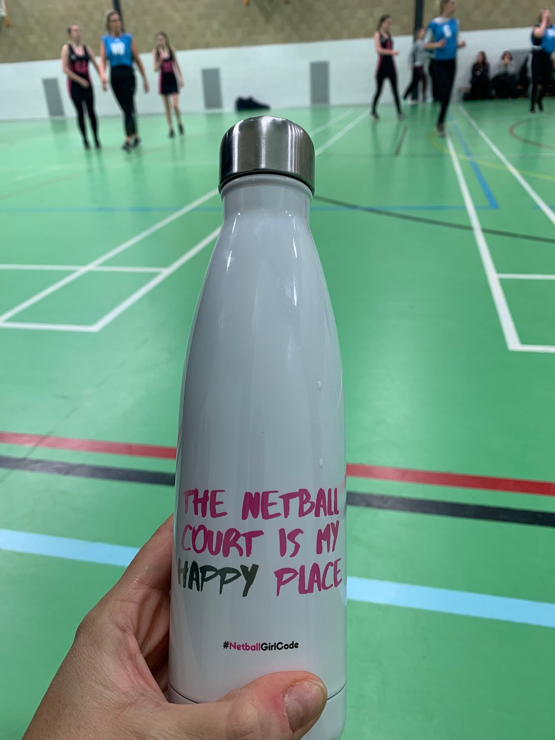 The Netball Court is My Happy Place Water Bottle Hydro, Perfect Netball ...