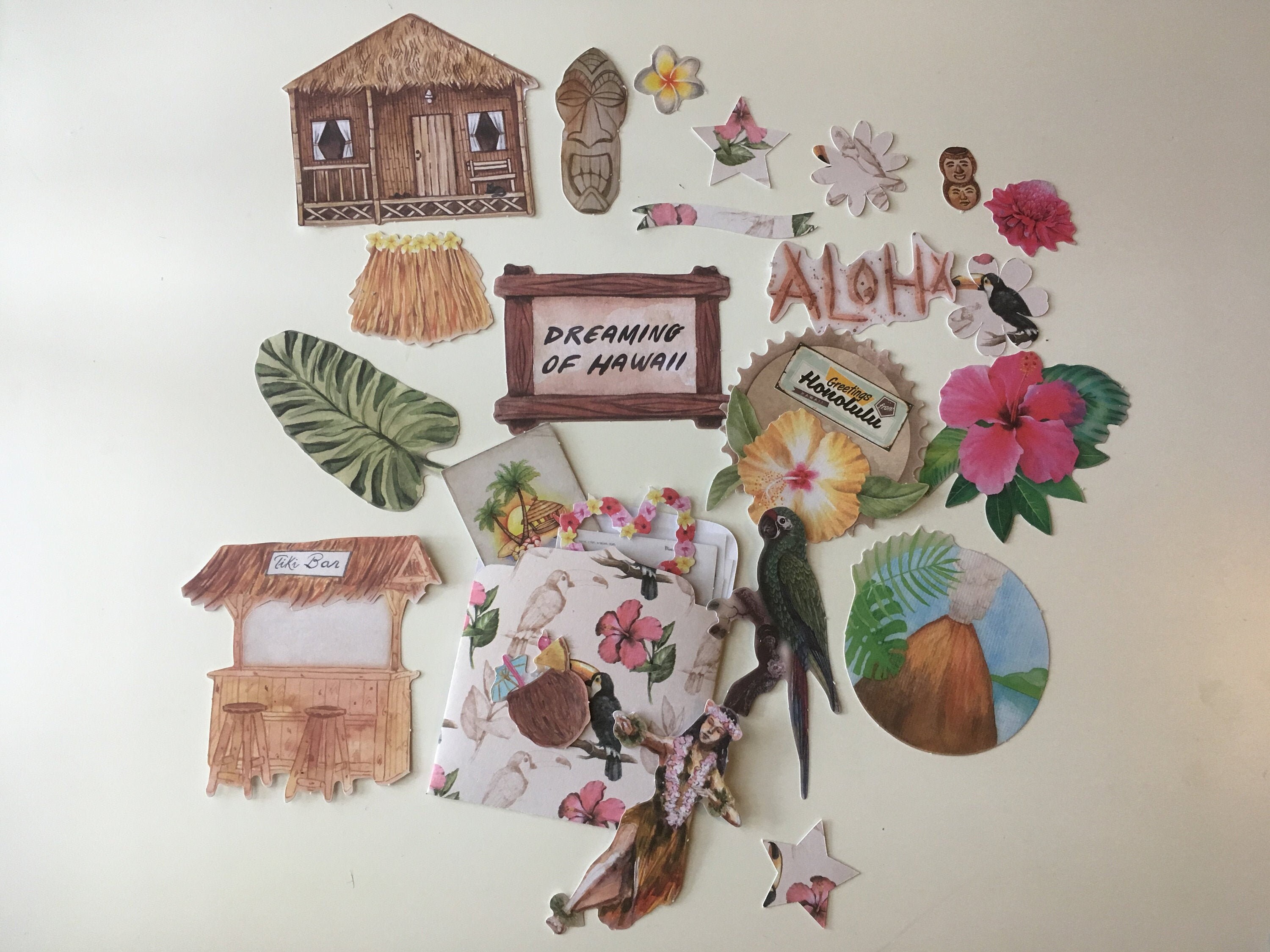 Tropical/hawaii Theme Scrapbook Ephemera Pack Die Cuts - Etsy