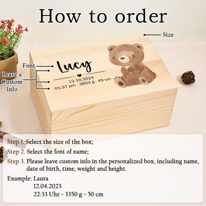 Cute Bear Pattern Baby Keepsake Box, Baby Memory Box for Newborn Boy ...