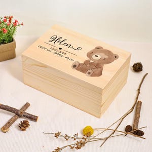 Cute Bear Pattern Baby Keepsake Box, Baby Memory Box for Newborn Boy ...