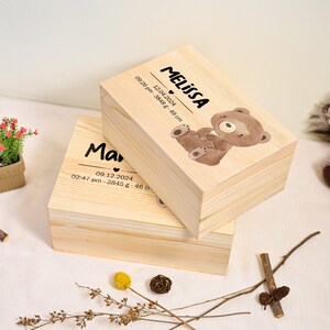 Cute Bear Pattern Baby Keepsake Box, Baby Memory Box for Newborn Boy ...
