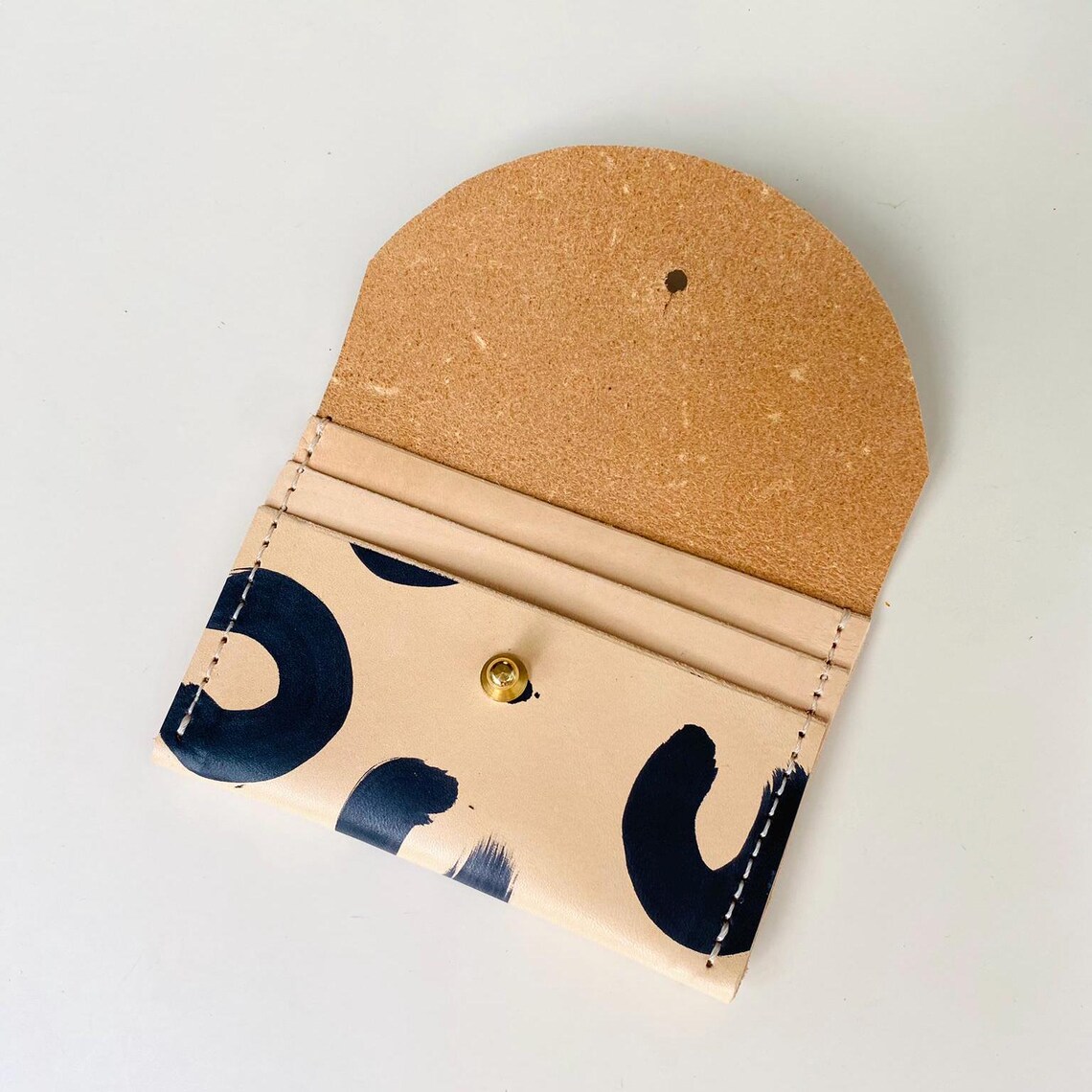 Handmade Leather Card Purse - Hand Painted Leopard - Etsy