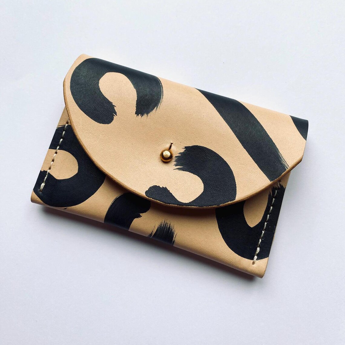 Handmade Leather Card Purse - Hand Painted Leopard - Etsy
