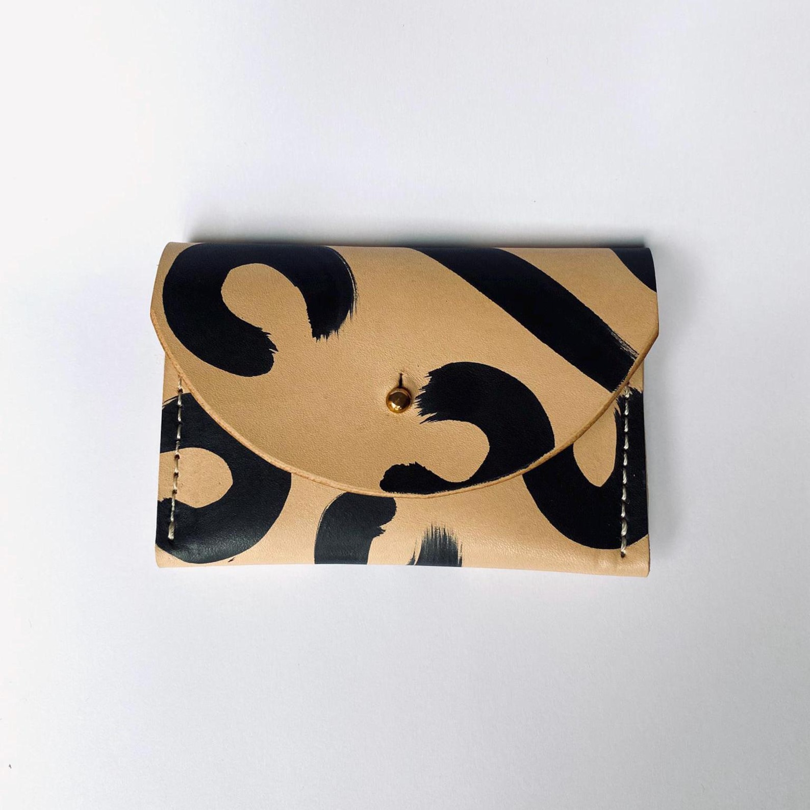Handmade Leather Card Purse - Hand Painted Leopard - Etsy
