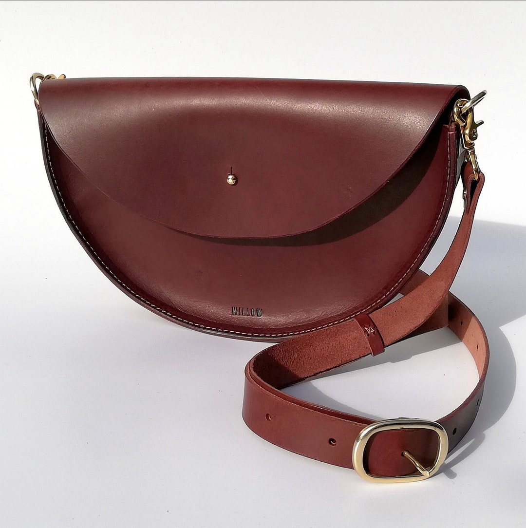 Chocolate Brown Leather Half Moon Shoulder Bag XL / Handmade ...