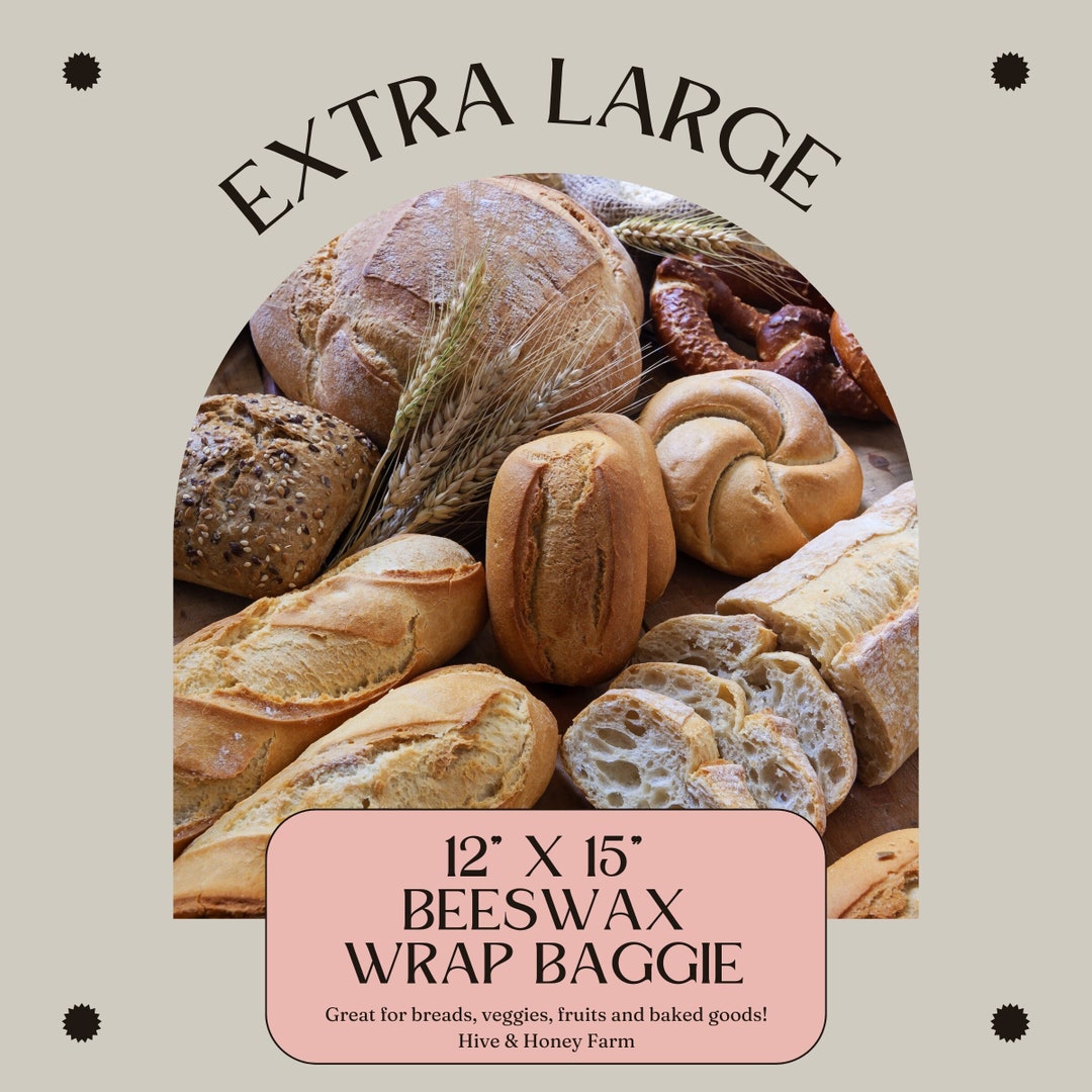 XL Beeswax Food Bag: Reusable Sourdough Bread Storage (12