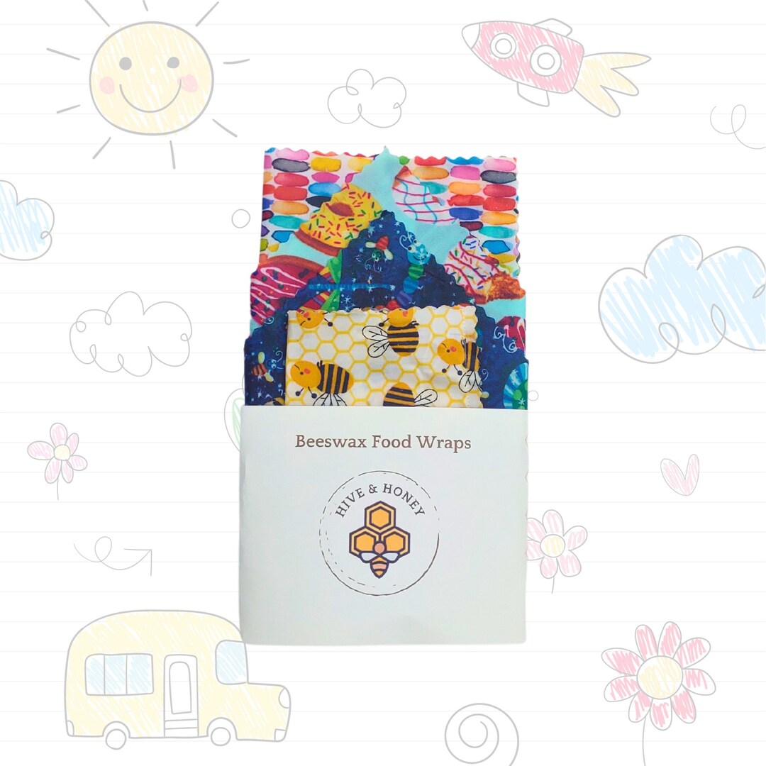 Beeswax Wrap Lunch Bag Pack 4 Piece Wrap & Baggie Set Beeswax Wrappers ...