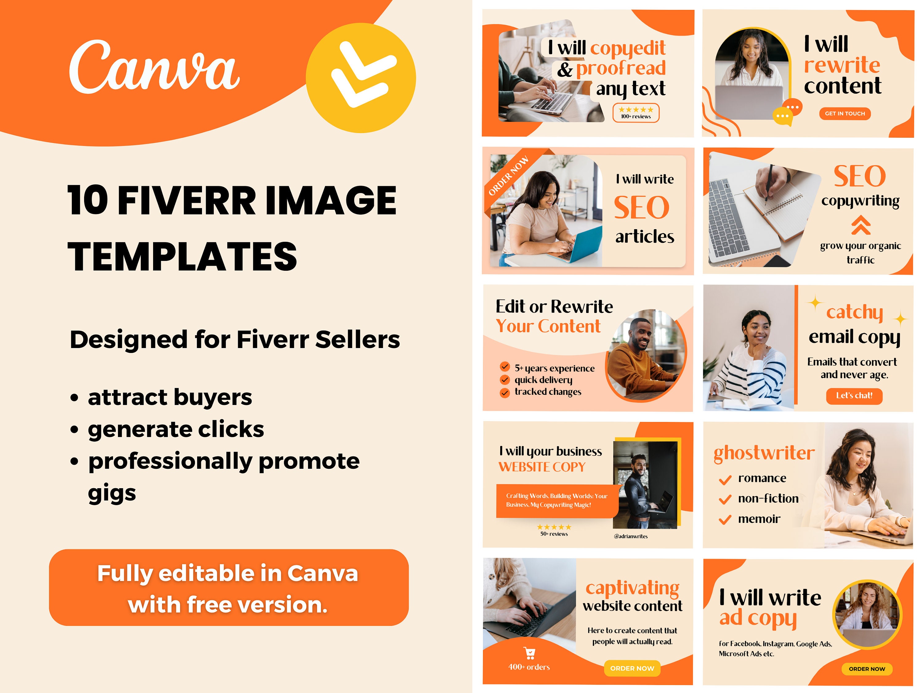 10 Fiverr Gig Image Templates To Edit In Canva Boost Fiverr Sales