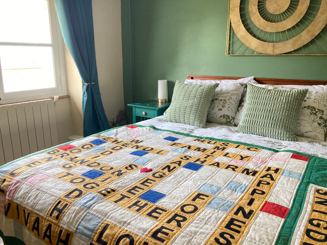 Mother’s Day Unique Gift Scrabble Board, Sofa Throw, Quilted Patchwork ...