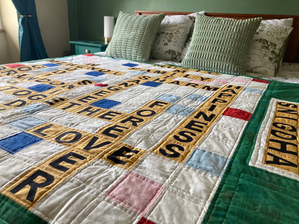 Mother’s Day Unique Gift Scrabble Board, Sofa Throw, Quilted Patchwork ...