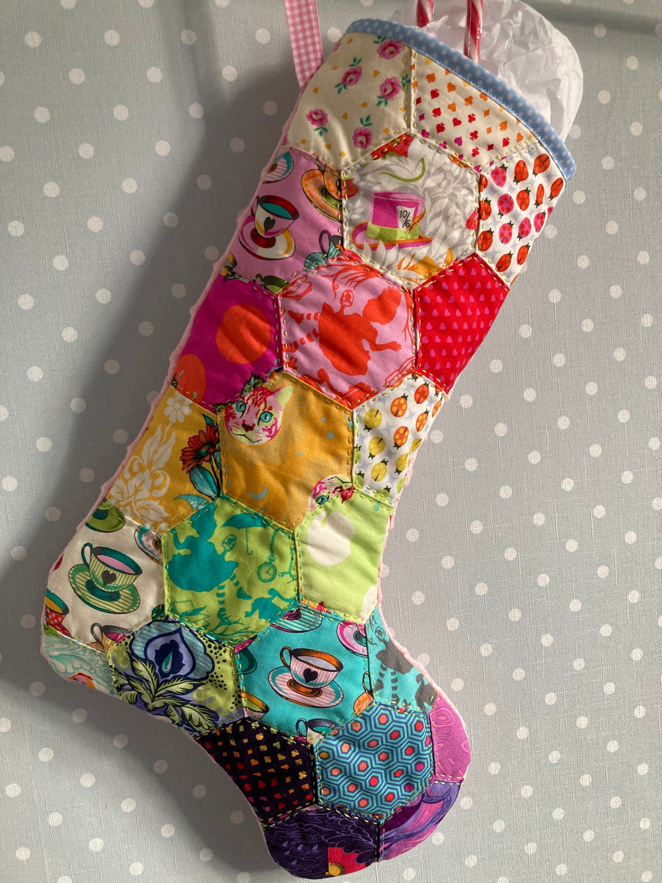 Rainbow Christmas Stocking, Tula Pink Fabric, Alive in Wonderland ...
