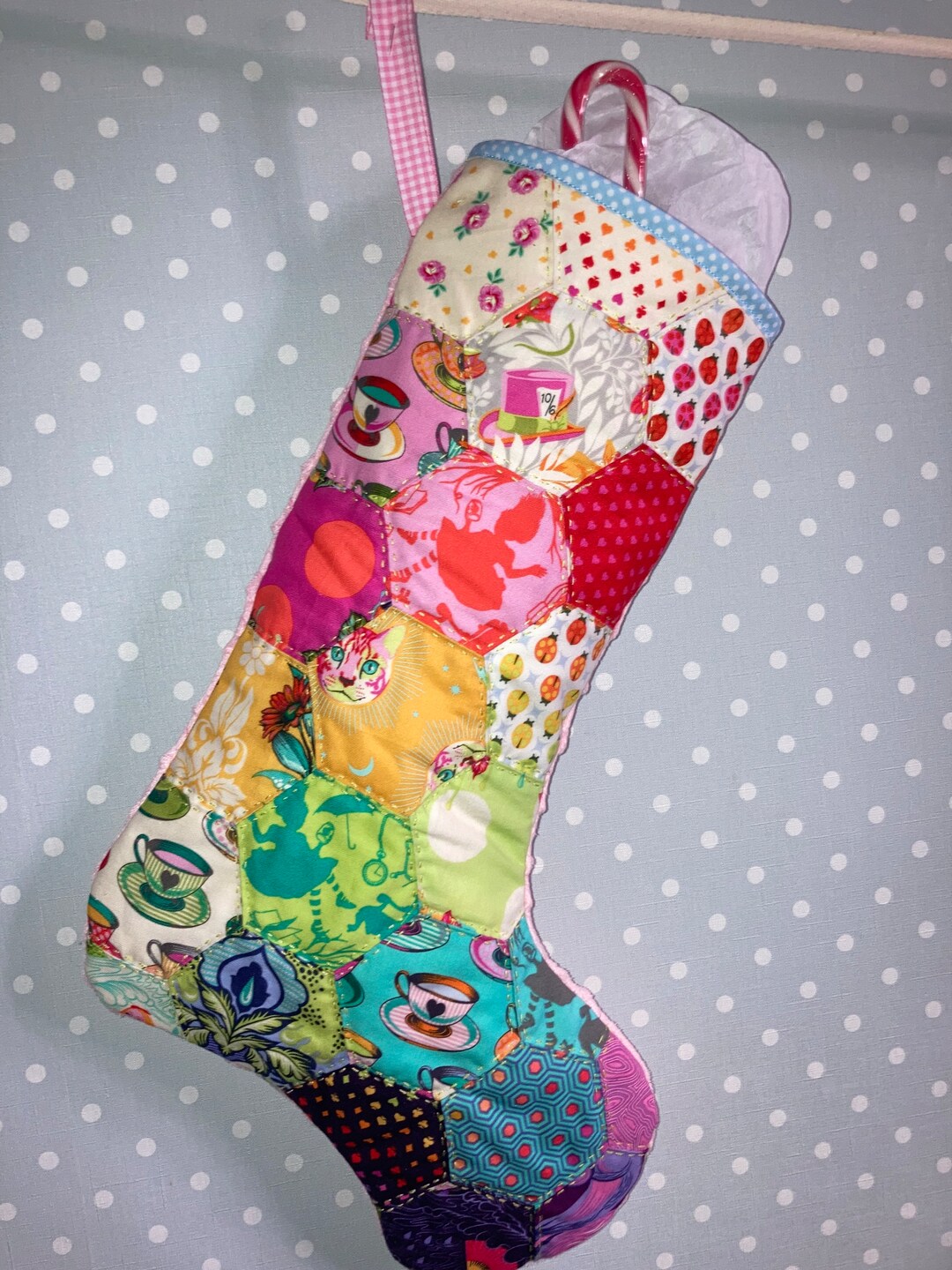 Rainbow Christmas Stocking, Tula Pink Fabric, Alive in Wonderland ...