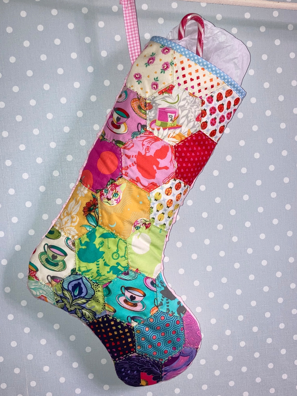 Rainbow Christmas Stocking, Tula Pink Fabric, Alive in Wonderland ...