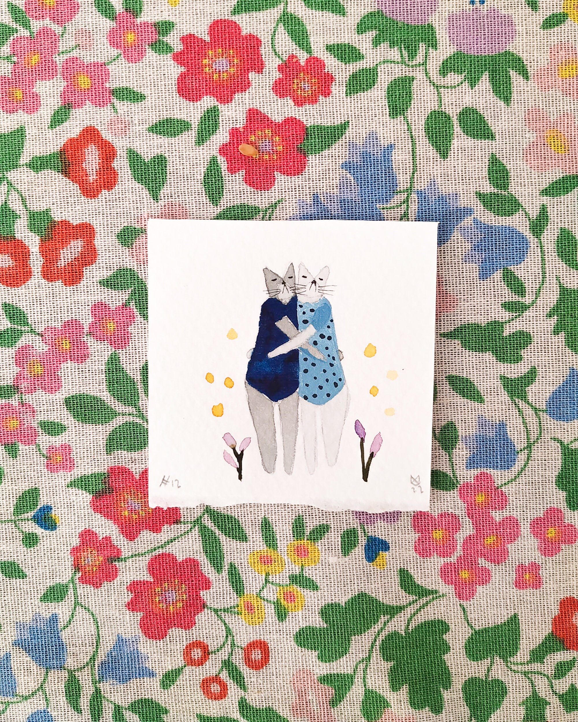 Original Watercolor Tiny Cat Painting, Cat Miniature, Minimalist Cat ...