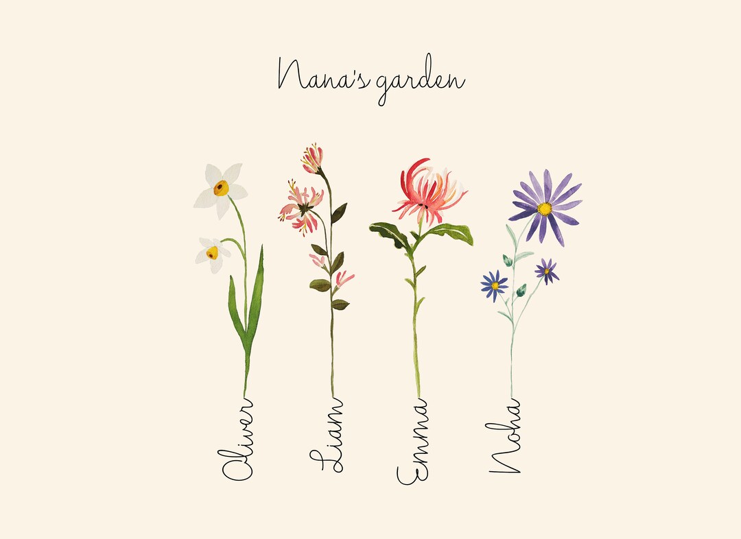 Family Flower Bouquet, Custom Flower Bunch, Garden Birth Flowers ...