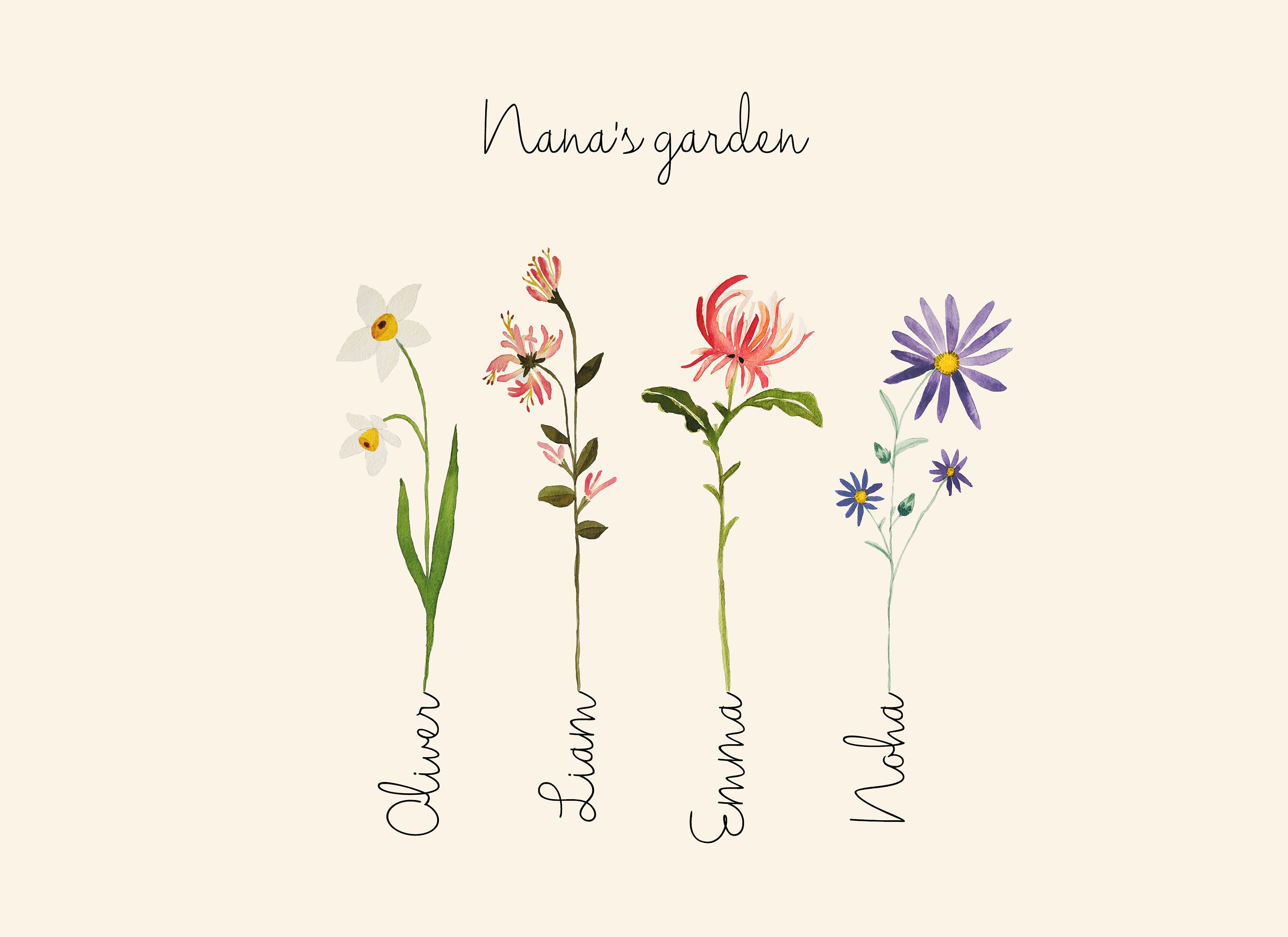 Family Flower Bouquet, Custom Flower Bunch, Garden Birth Flowers ...