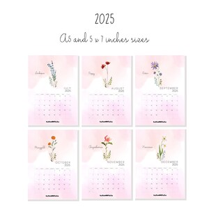 Monthly Watercolor Calendar 2025, Birth Month Flower Calendar, 5 X 7 ...