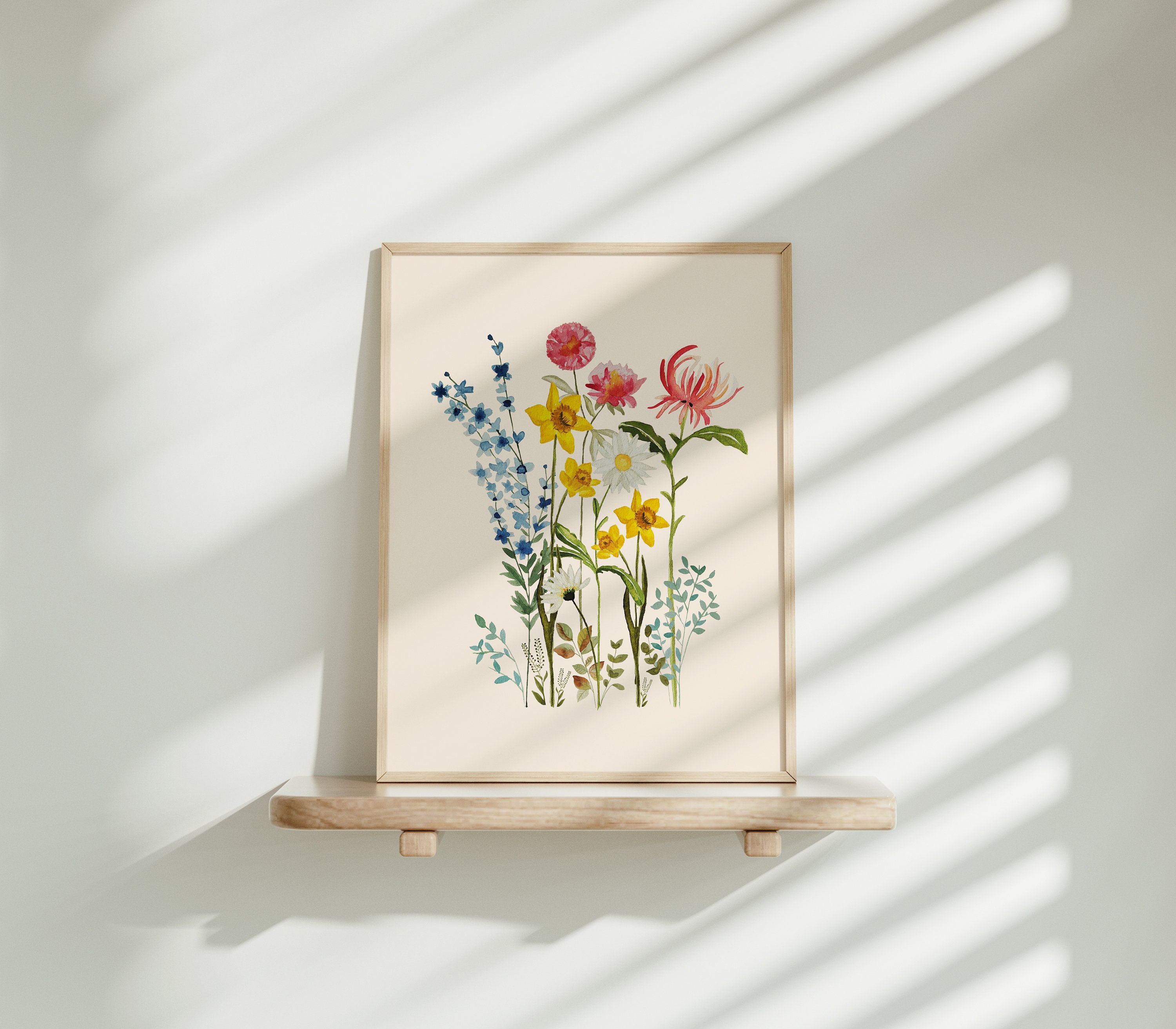 Personalized Watercolor Birth Flower Print, Birth Flower Family Bouquet ...