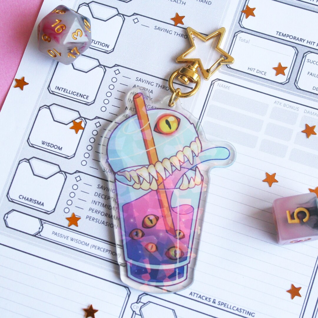 Mimic Boba Bubble Tea DND Holographic Acrylic Charm - Etsy