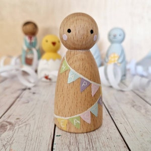 Easter Bunting Peg Doll, Happy Easter Gifts, Wooden Peg Dolls ...