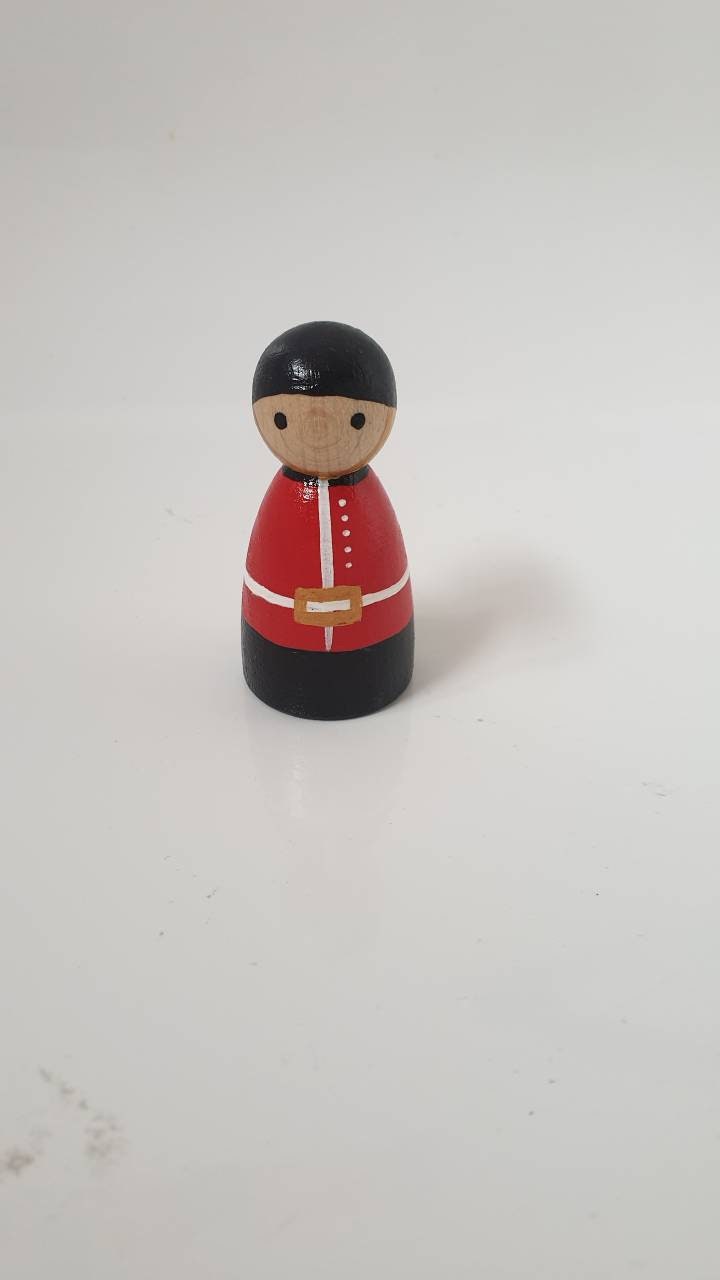 London Soldier peg doll wooden toy soldier Queens guard peg | Etsy
