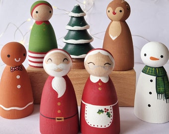 Christmas Decorations Wooden Peg Dolls Hanging Tree Ornaments. - Etsy