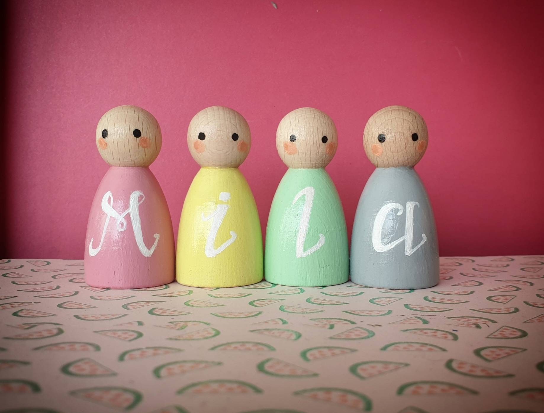 Personalised Name Peg Dolls Pastel Rainbow Peg Dolls Nursery - Etsy