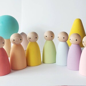 Rainbow Peg Doll Set, Pastel Rainbow Gift, Early Years Play, Waldorf ...