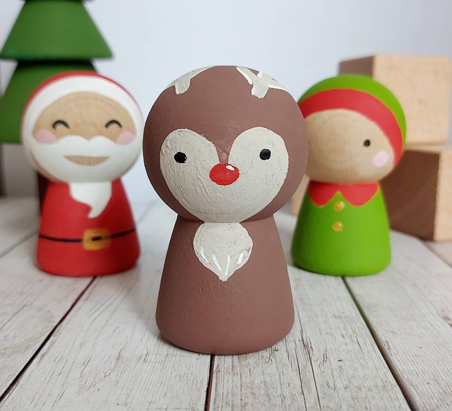 Christmas Peg Dolls Wooden Christmas Decor Holiday Peg - Etsy