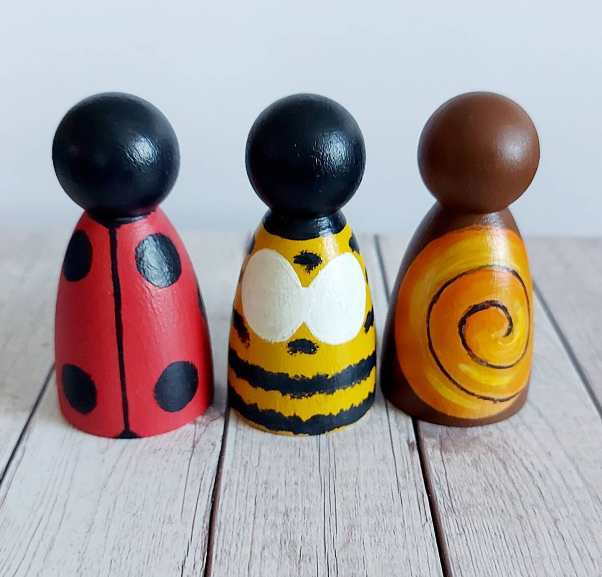 Minibeast Peg Doll, Wooden Bugs, British Insects, Wooden Snail Ladybird ...