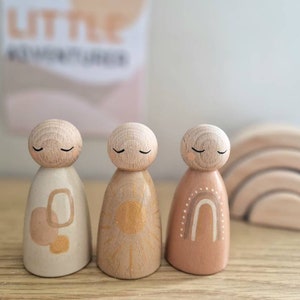 Boho Peg Dolls, Handmade Wooden Toys, Neutral Nursery Decor Ideas ...