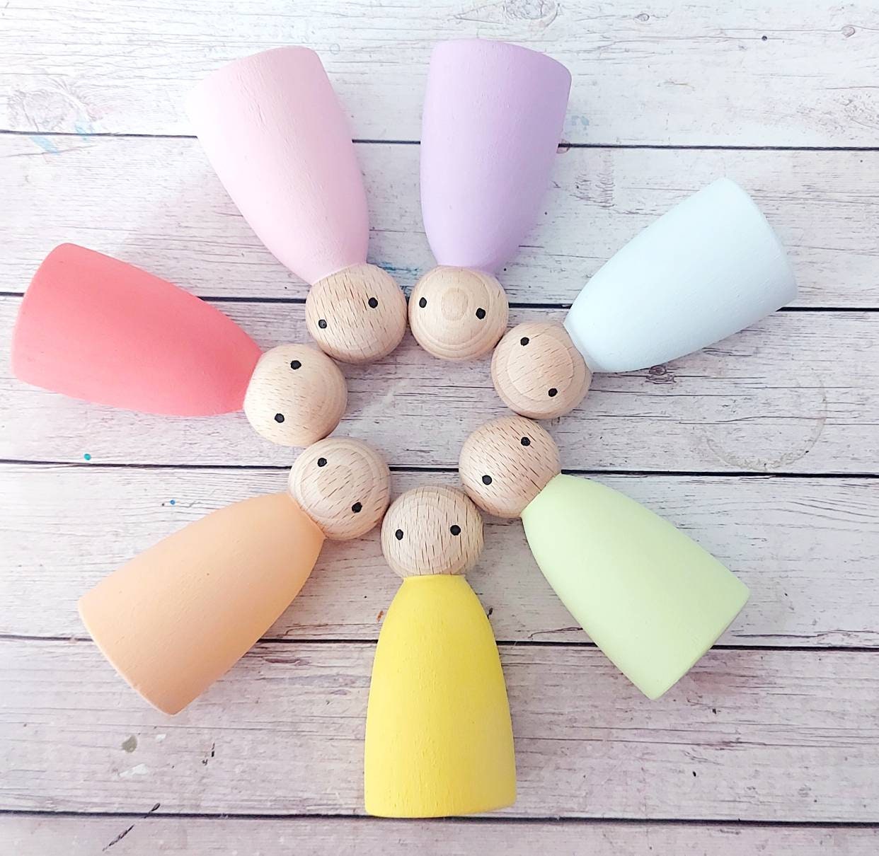 Rainbow Peg Doll Set, Pastel Rainbow Gift, Early Years Play, Waldorf ...