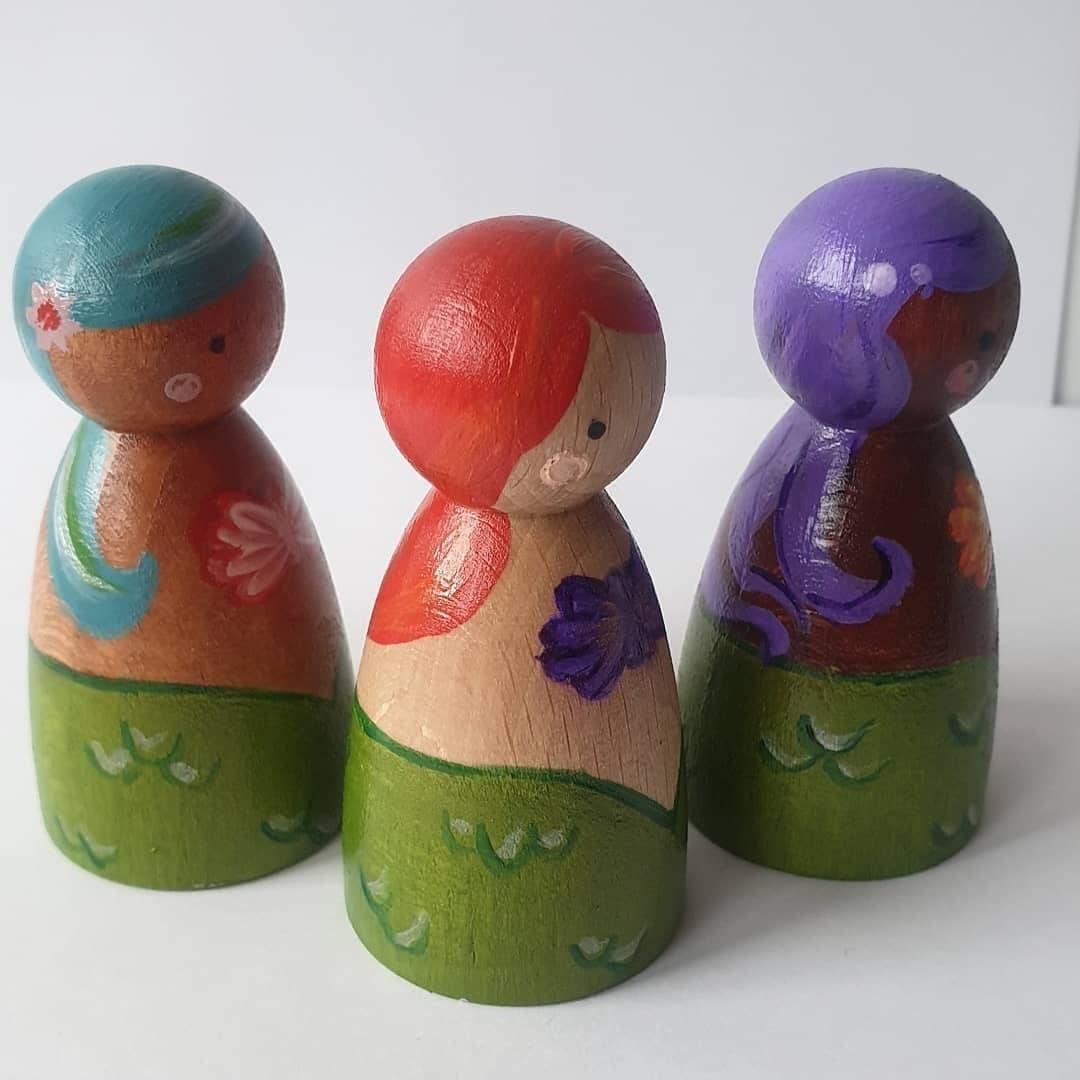 Little Mermaid Peg Doll Mermaids Figurines Underwater Peg - Etsy UK