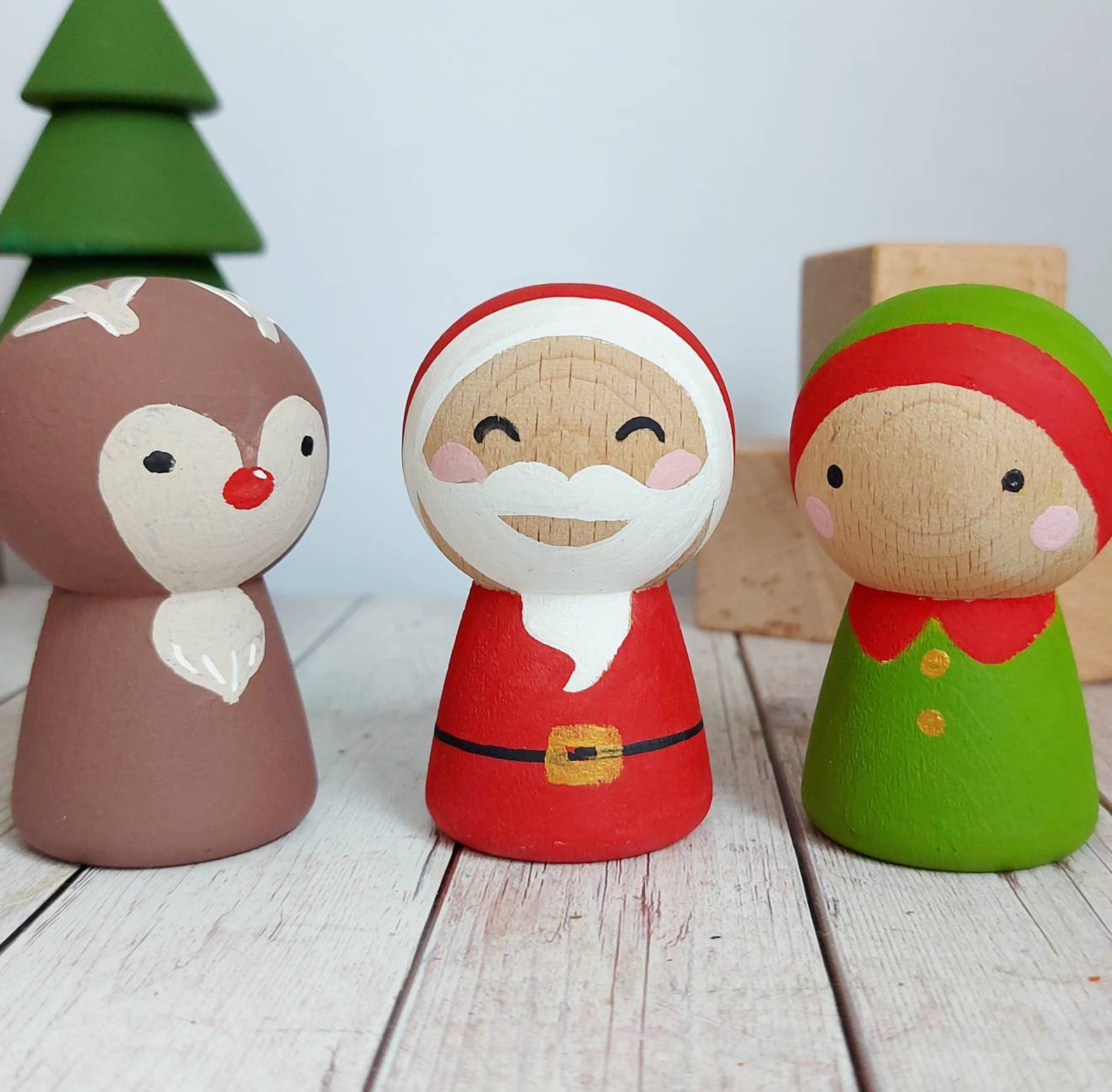 Christmas Peg Dolls Wooden Christmas Decor Holiday Peg - Etsy