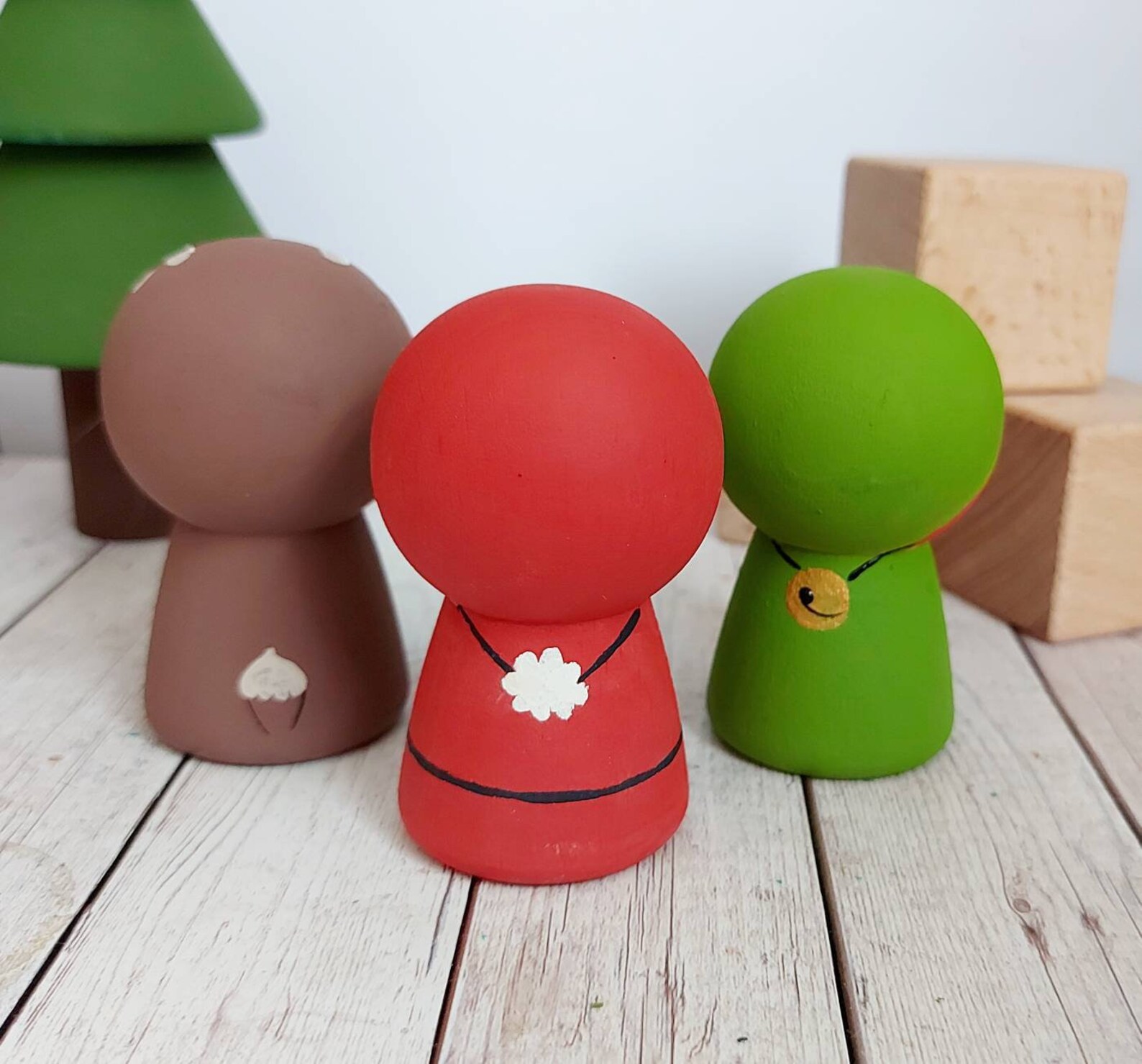 Christmas Peg Dolls Wooden Christmas Decor Holiday Peg - Etsy