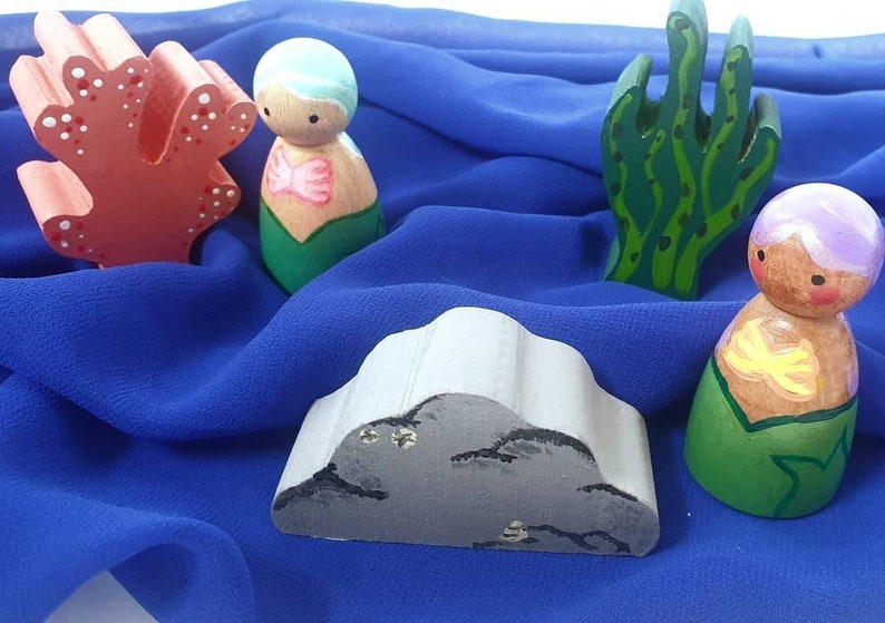 Little Mermaid Peg Doll Mermaids Figurines Underwater Peg - Etsy UK