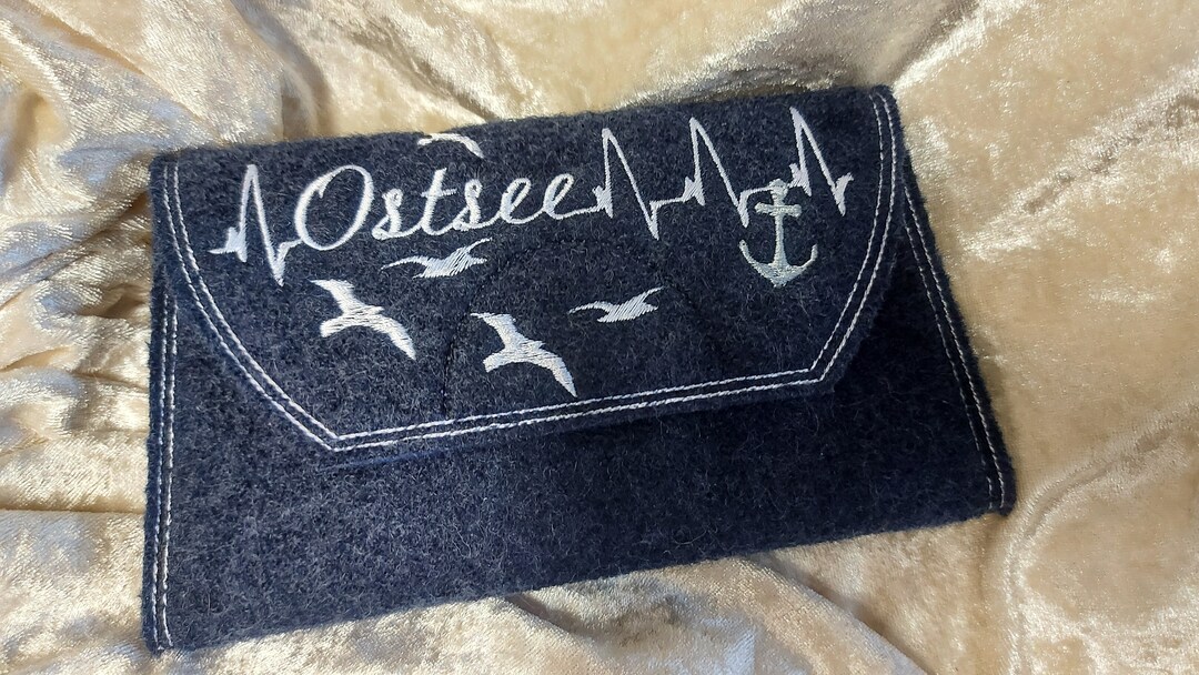Women's Wallet walkloden Felt Embroidery Baltic Sea Unique Piece - Etsy