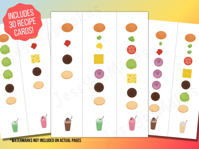 Pretend Play Burger Building Printable Playset for Kids - Etsy