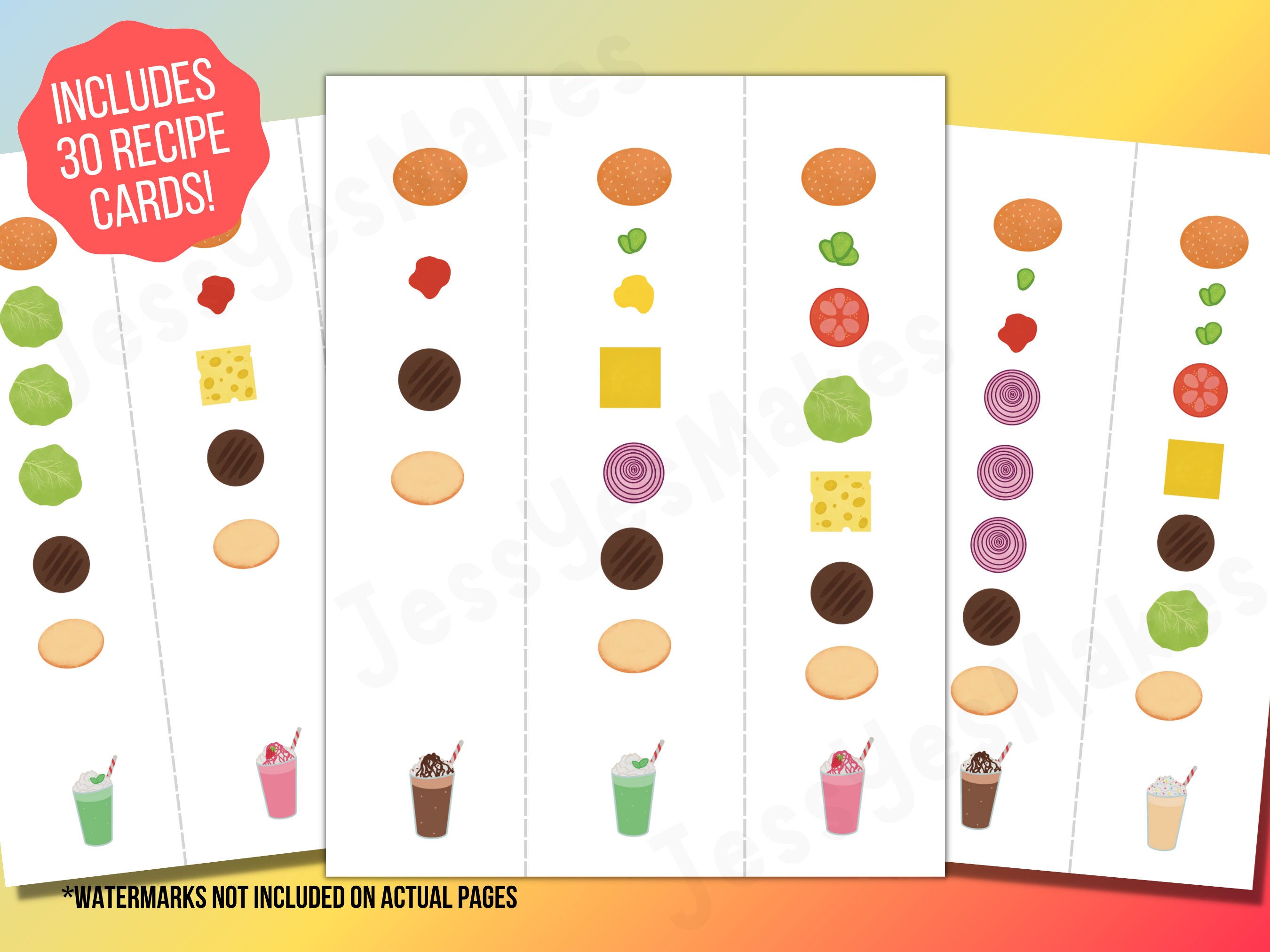 Pretend Play Burger Building Printable Playset for Kids - Etsy