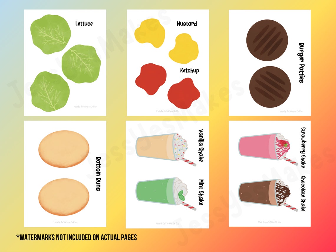 Pretend Play Burger Building Printable Playset for Kids - Etsy