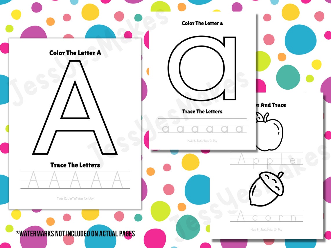 ABC Color and Trace Alphabet Pages for Toddlers and Kids 2 and - Etsy