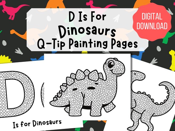 D is for Dinosaurs Q-TIP Fine Motor Activity for Kids - Etsy