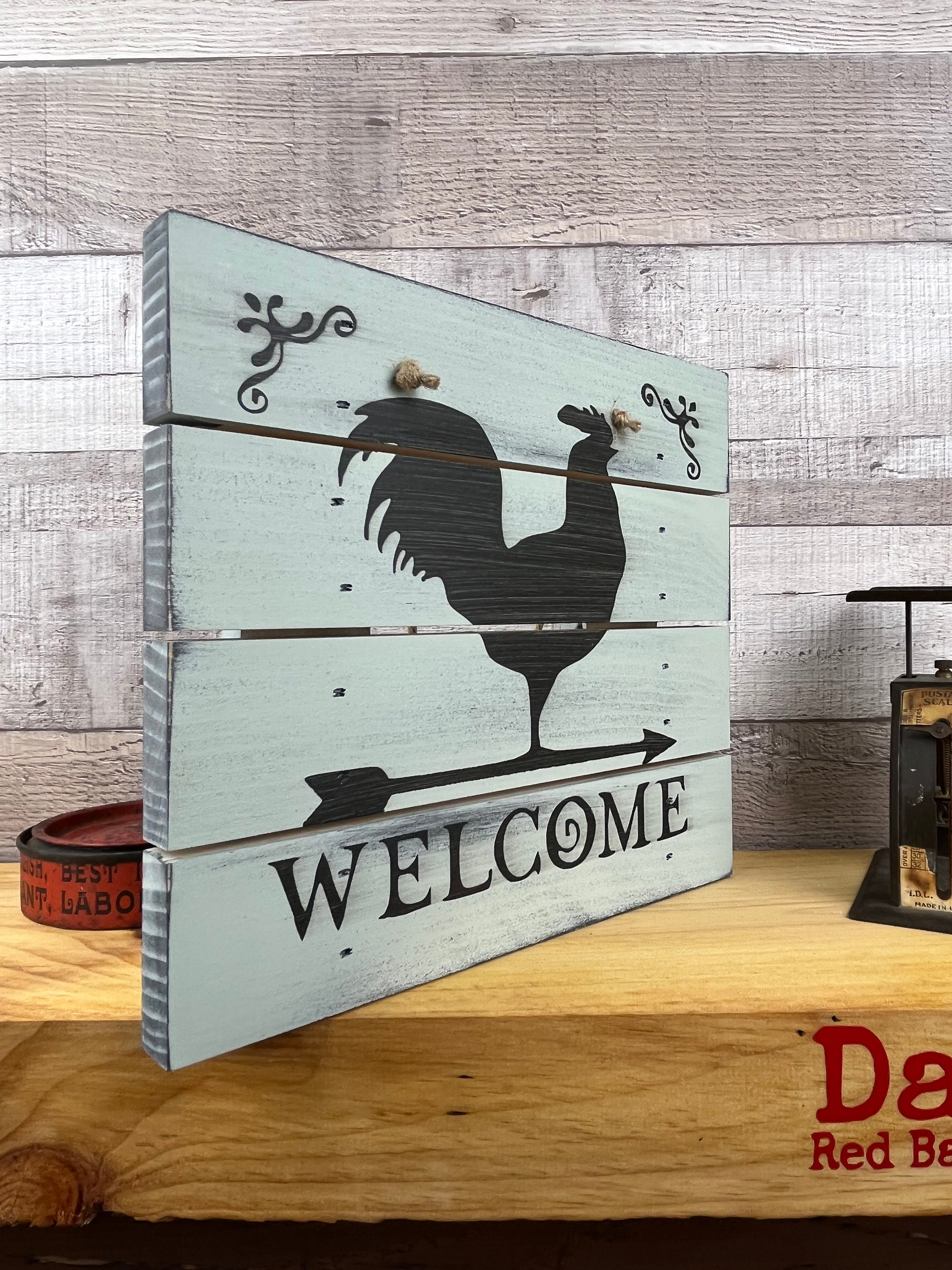Primitive Rustic Welcome Sign, Primitive Sign, Rustic Decor, Country ...