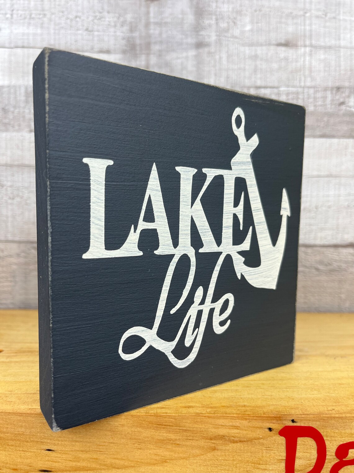 Lake Home Decor, Lake Life Hand Painted Shelf Sitter, Beach Home Decor ...
